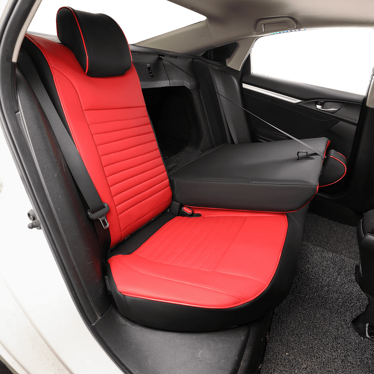 EKR Custom Fit Civic Car Seat Covers for Honda Civic Hatchback LX Sport 2022 2023 2024 Leatherette Full Set Auto Seat Covers Red
