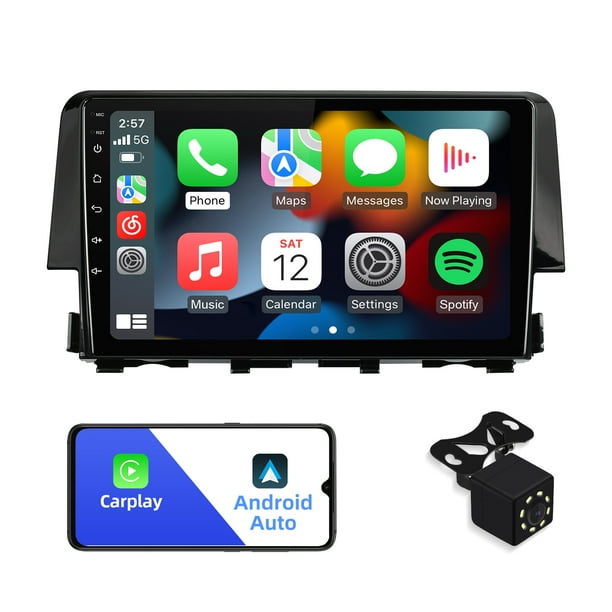 Android 10 Double Din Car Stereo for Honda Civic 2016-2020 with 9 Inch Touchscreen Radio Built ...