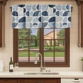 Abstract Semicircles 2 Panels Kitchen Valance, Boho Art Modern Denim ...