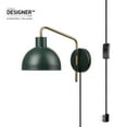 Globe Electric Dimitri 1-Light Matte Green Plug-In or Hardwire Wall Sconce with Antique Brass ...