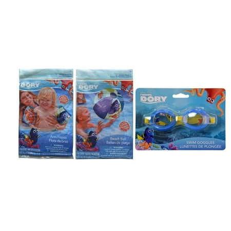 Finding Dory Inflatable 20" Beach Ball, Goggles Plus Arm Floats Play ...
