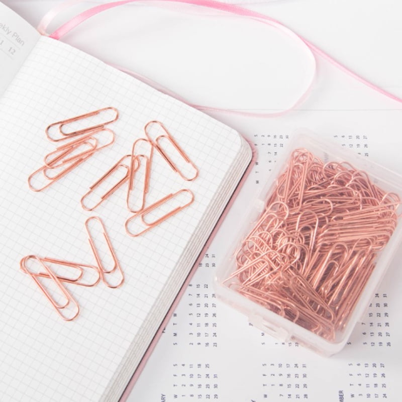 120pcs Boxed Rose Gold Paper Clips Creative Metal Bookmark Office 120pcs-boxed-rose-gold-paper-clips-creative-metal-bookmark-office