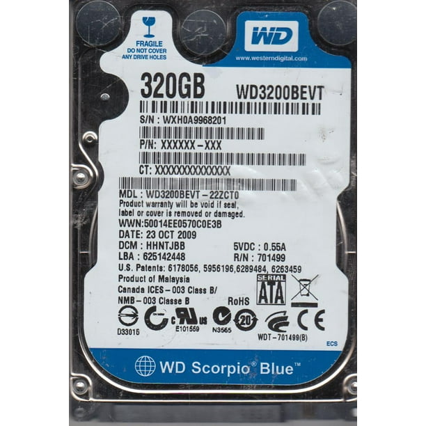 WD3200BEVT-22ZCT0, DCM HHNTJBB, Western Digital 320GB SATA 2.5 Hard ...