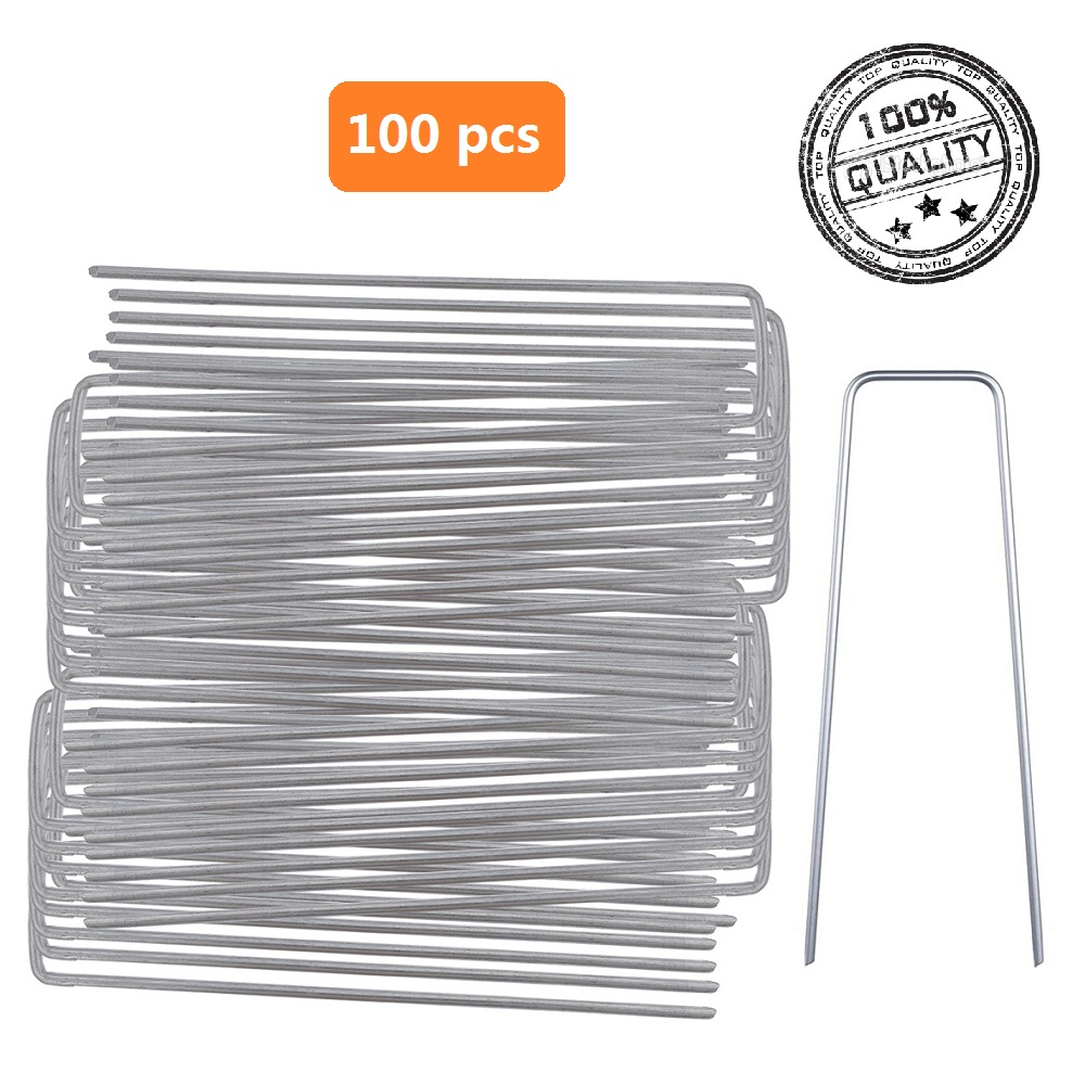 Landscape Staples 6" Galvanized Garden Ground Nails 11-Gauge Steel U ...