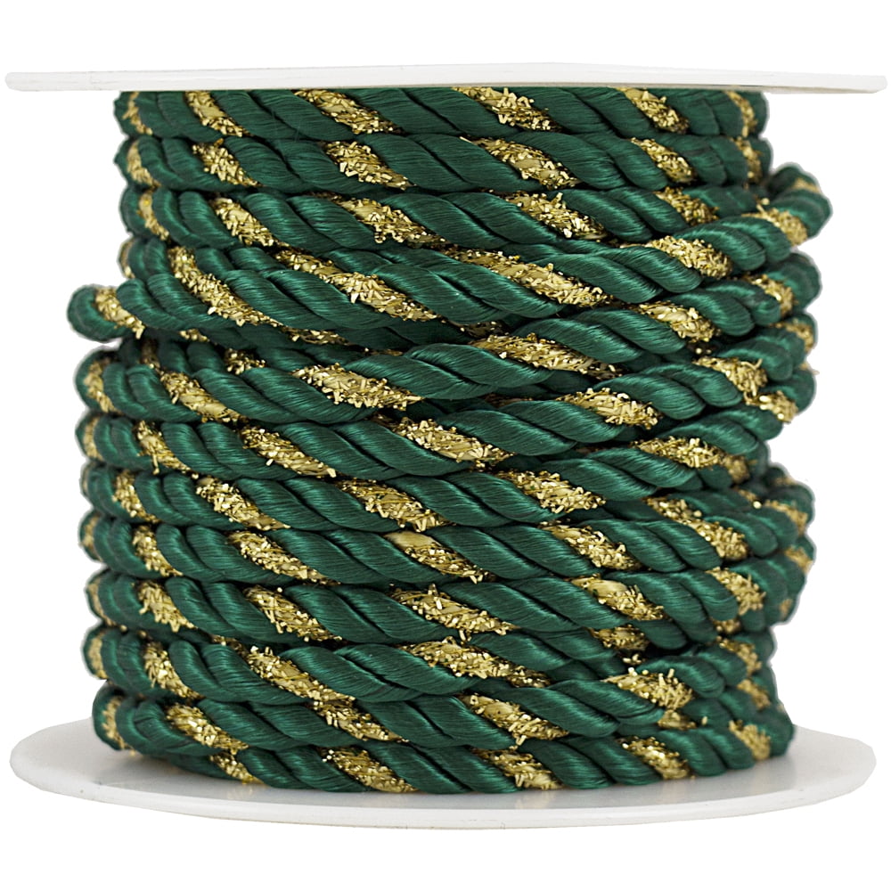 JAM Rope Ribbon, 15 Yards, Green with Gold, 1/Pack - Walmart.com