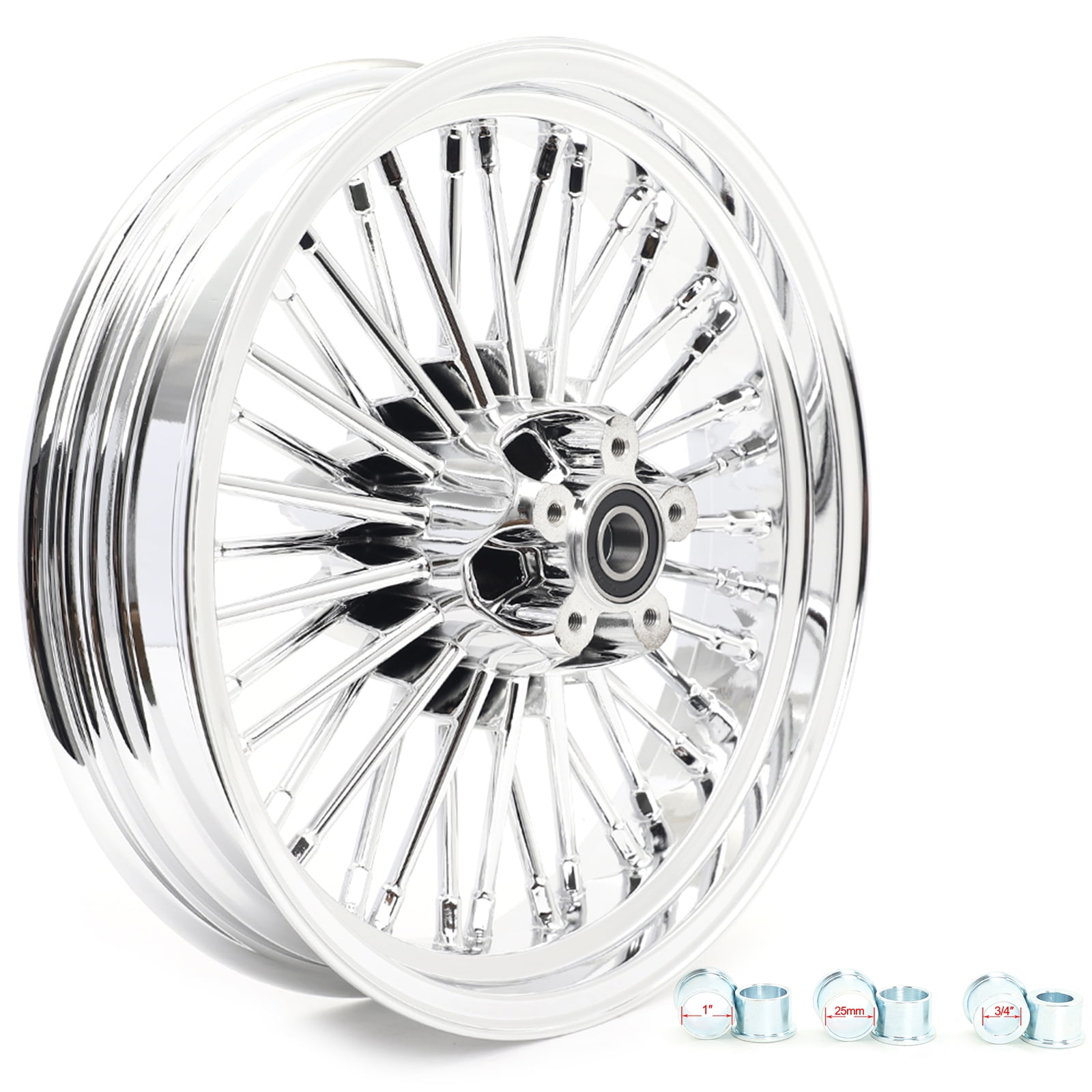 16"x 3.5" Chrome Fat Spoke Rear Cast Wheel for Harley Dyna Softail ...