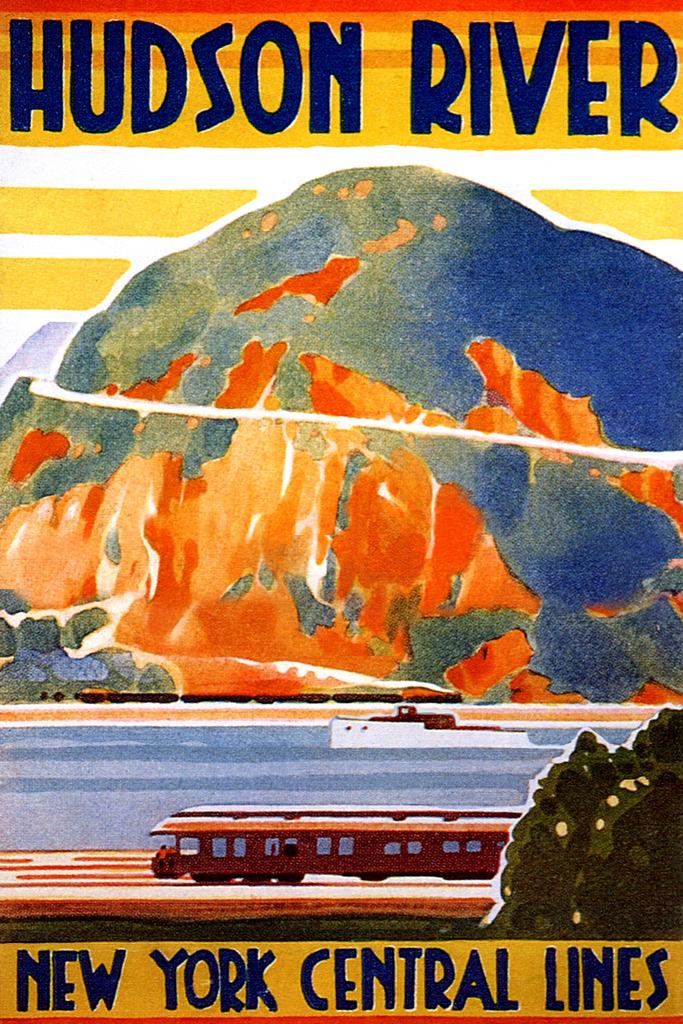 New York Hudson River Central Lines Train Railroad Valley River Vintage ...