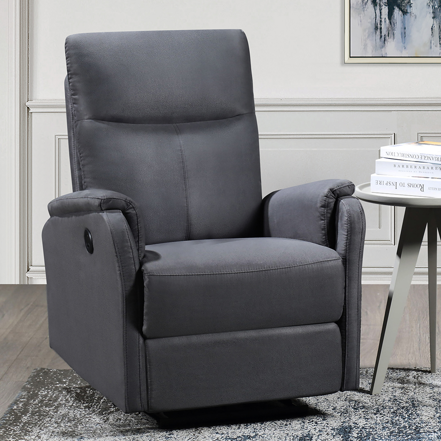 Electric Recliner Chair with USB Charging Port, Soft Fabric Overstuffed ...