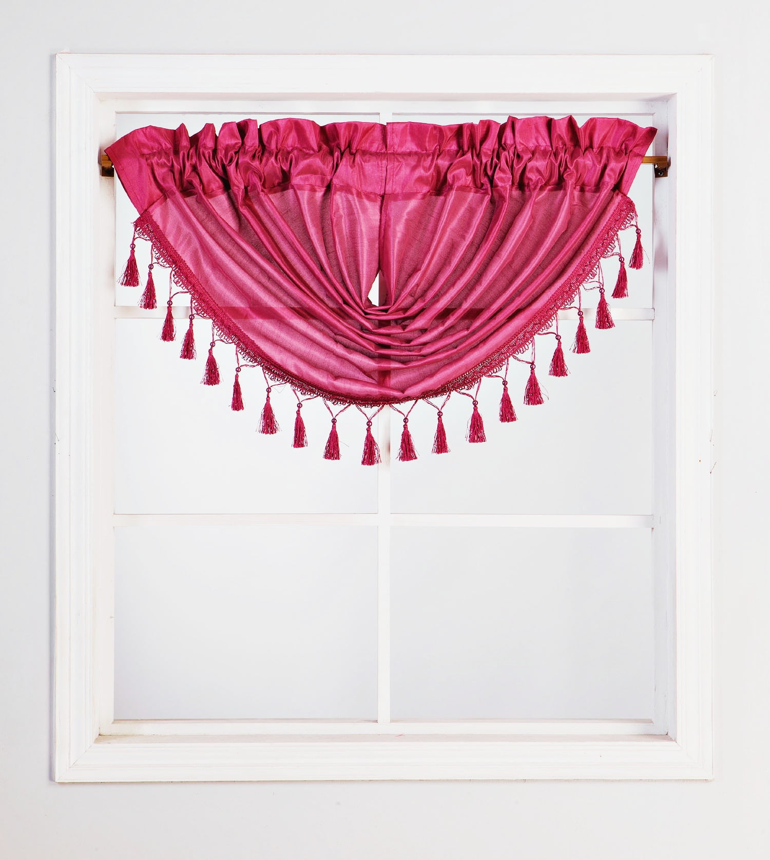 BELLISHED WINDOW SEMI SHEER WATERFALL VALANCE 1 PC JK57 HOT PINK SOLID ...