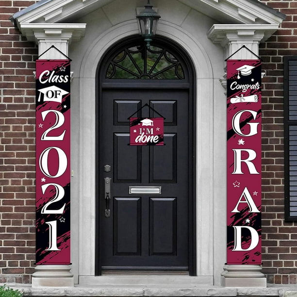 3 Pieces 2021 Graduation Banner Decorations, Class of 2021 Congrats ...