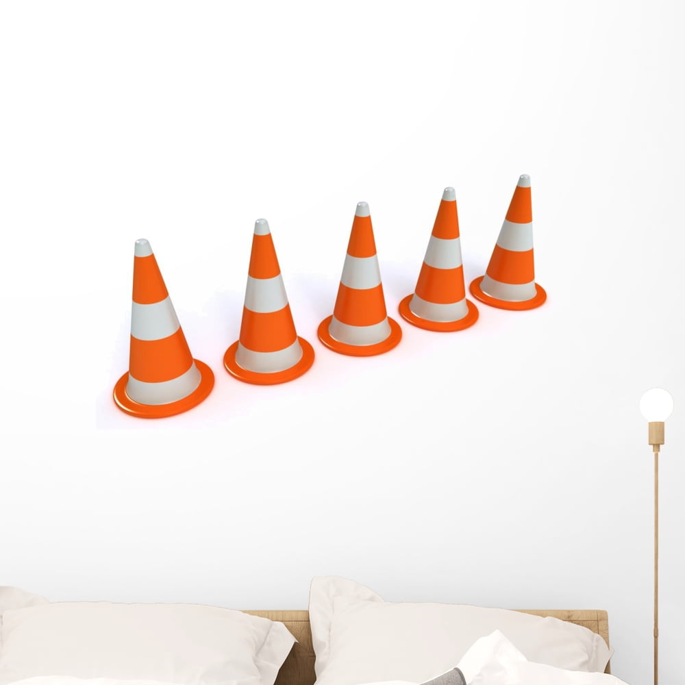 Five Traffic-cones Wall Decal by Wallmonkeys Peel and Stick Graphic (36 ...