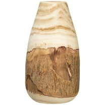 Creative Co-Op Round Decorative Paulownia Wood Tall Vase, Brown ...