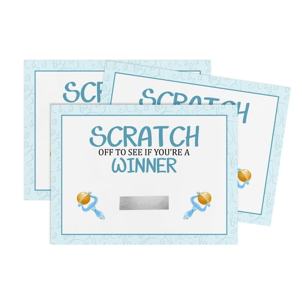 Inkdotpot Boy Baby Shower Scratch Cards, Pack Of 30, Blue Baby Cot ...
