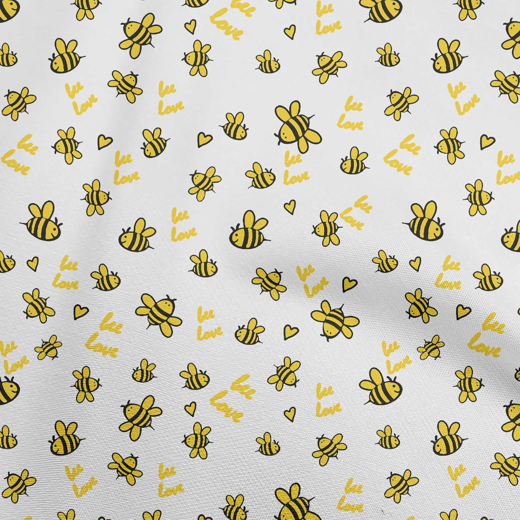 oneOone Velvet White Fabric Honey Bees Fabric For Sewing Printed Craft ...