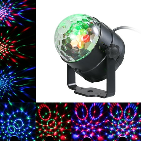 Auto Sound Activated 3W RGB LED Mini Crystal Magic Rotating Ball Effect LED Stage Lights for KTV ...