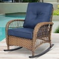 SOCIALCOMFY Outdoor Wicker Rocking Chair, Rattan Rocker with Steel ...