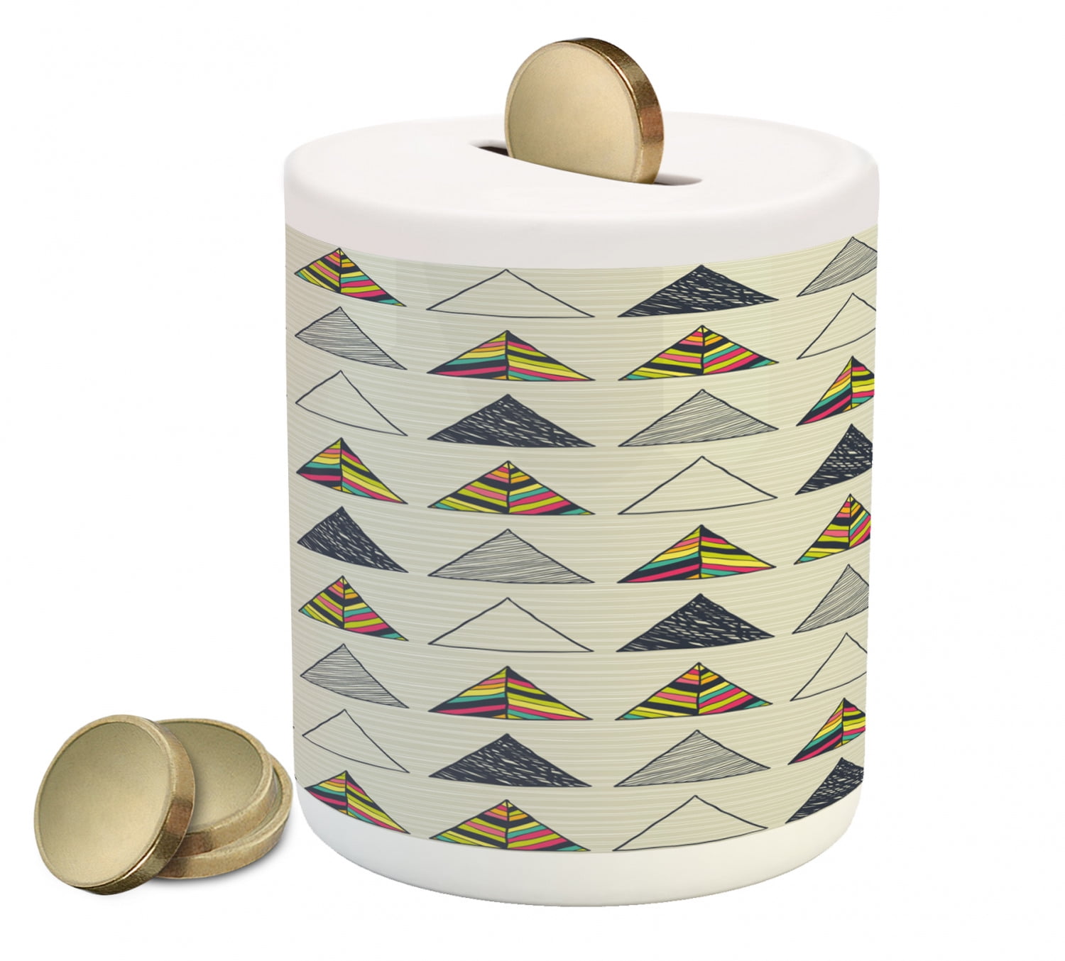 Geometric Piggy Bank, Abstract Hand Drawn Triangles with Minimalist ...