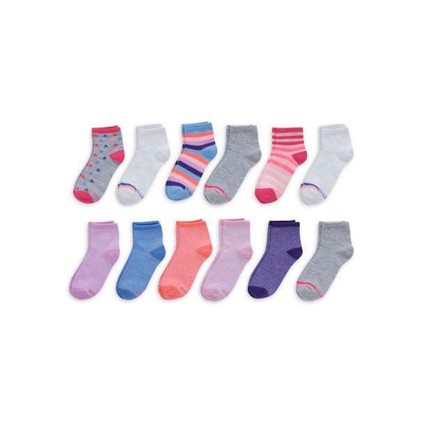 Hanes Girls' Fashion Ankle Sock, 12 Pack, Sizes S-L - Walmart.com