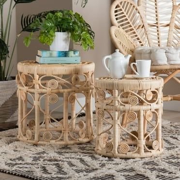 bali & pari Palm Bohemian Honey Scallop Rattan Console Table - Walmart.com