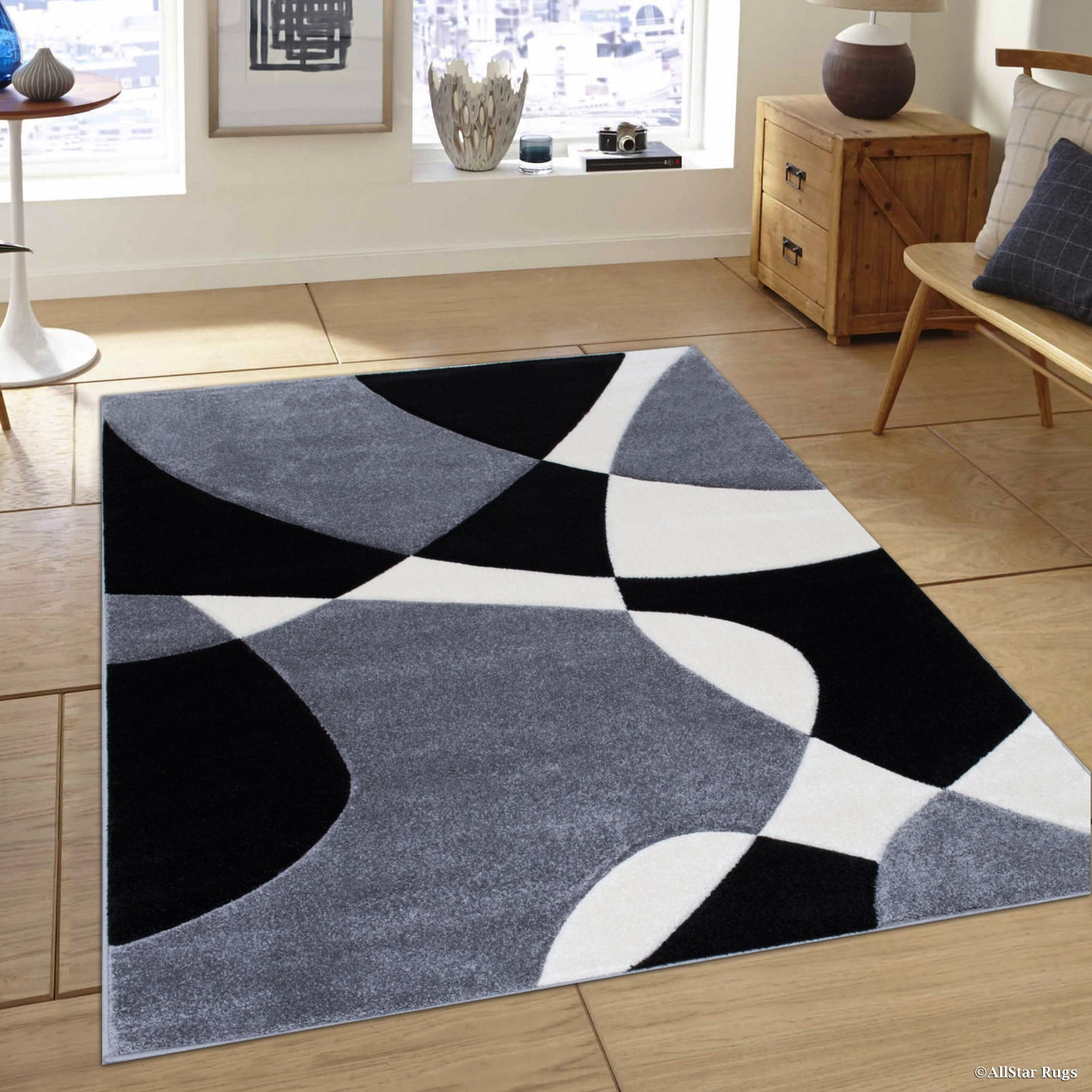 Allstar Grey Modern Geometric Formal Abstract Area Rug (7' 9" x 10' 5 ...