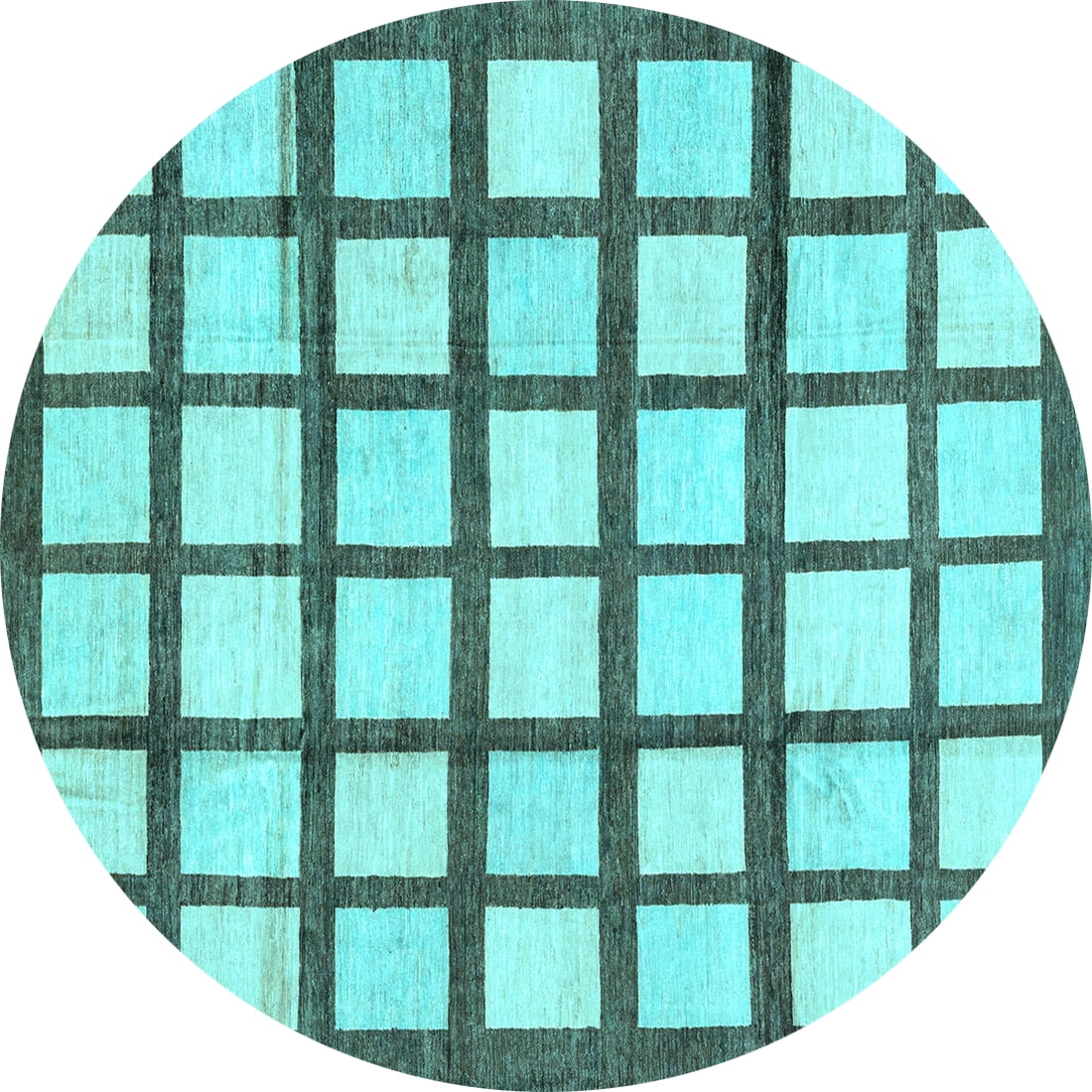 Ahgly Company Indoor Round Checkered Light Blue Modern Area Rugs, 7 ...