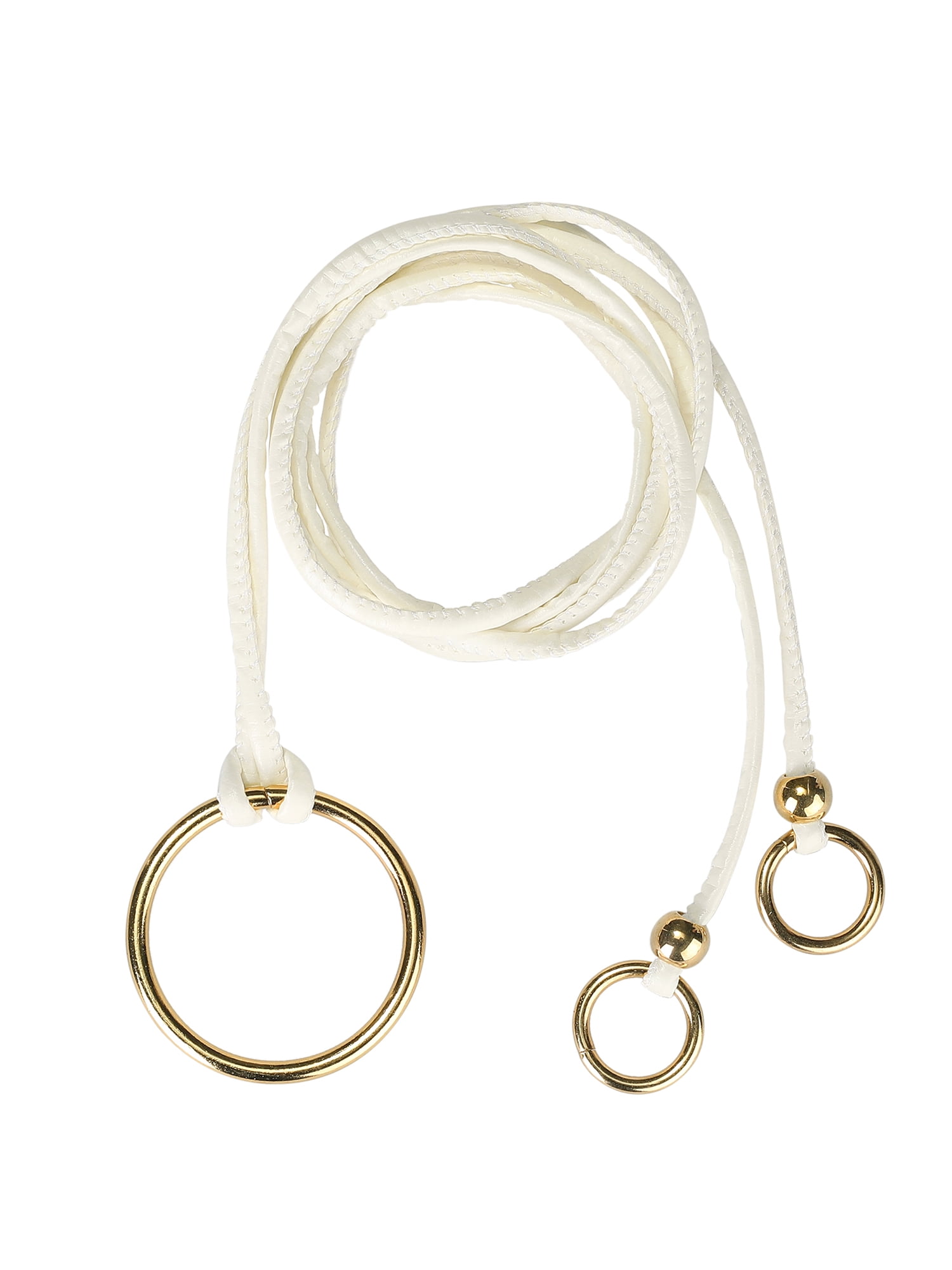Allegra K Women PU Leather Skinny Rope Belt Round Ring Endings Self Tie ...