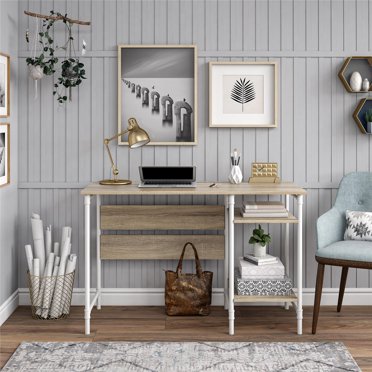 Ameriwood Home Dominic L Desk with Bookshelves, Black Oak - Walmart.com