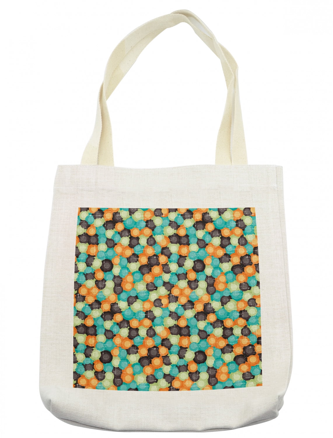 Geometric Tote Bag, Grunge Colorful Circles with Hazy Effects Odd Disc ...