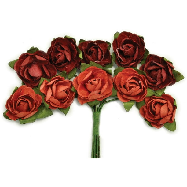 Mini Paper Blooms .5" Flowers W/Wire Stems 10/Pkg-Ruby - Walmart.ca