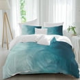 4 Piece Duvet Cover Set Queen, Ocean Blue Green Gradient Soft ...