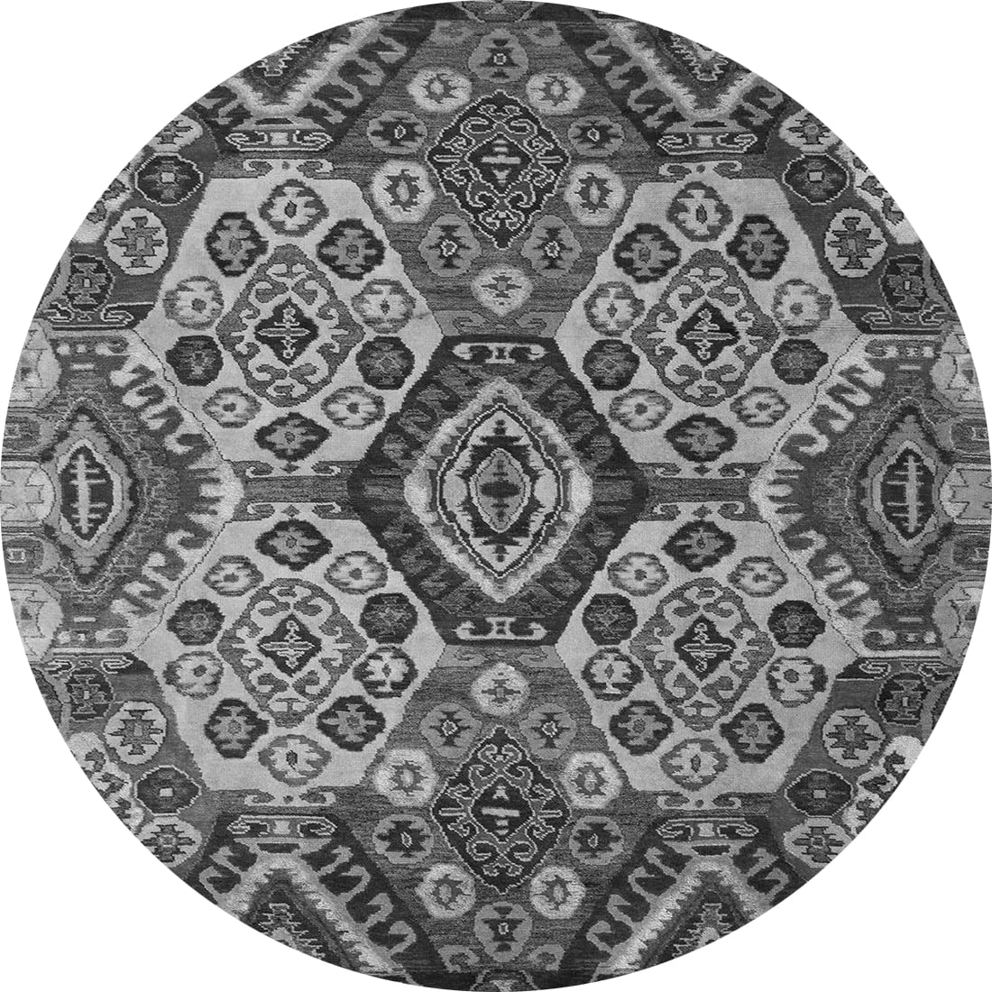 Ahgly Company Indoor Round Abstract Gray Modern Area Rugs, 8' Round ...