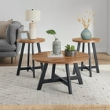 Lavish Home 3PC Industrial Round Coffee Table Set with Side Tables ...