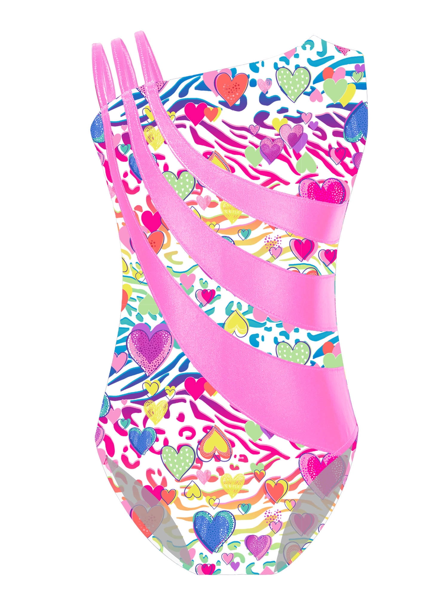 iEFiEL Kids Girls Metallic Shiny Patchwork Leotard Asymmetrical ...