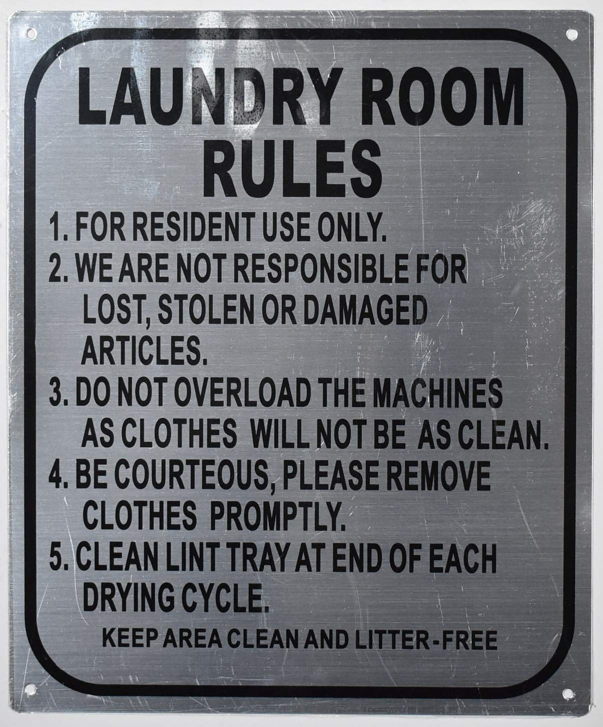 Laundry Room Rules Sign (Silver, Rust Free Aluminium 10X12)(ref-2022-4 ...