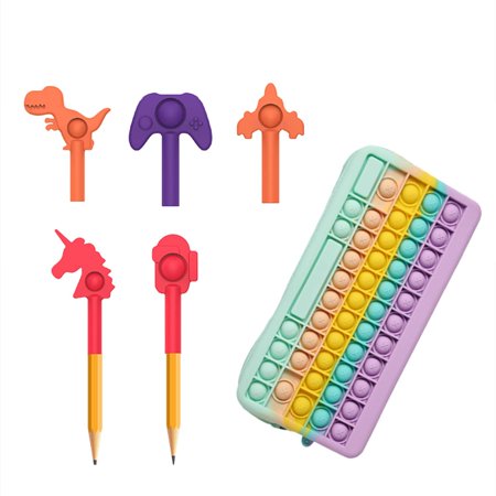 Fidget Toy Pencil Case, Silicon Pop Bubble Pencil Pen Case, Simple ...