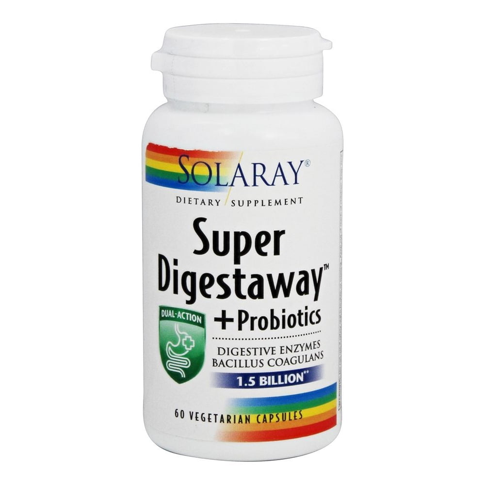 Solaray - Super Digestaway + Probiotics 1.5 Billion CFU - 60 Vegetarian ...