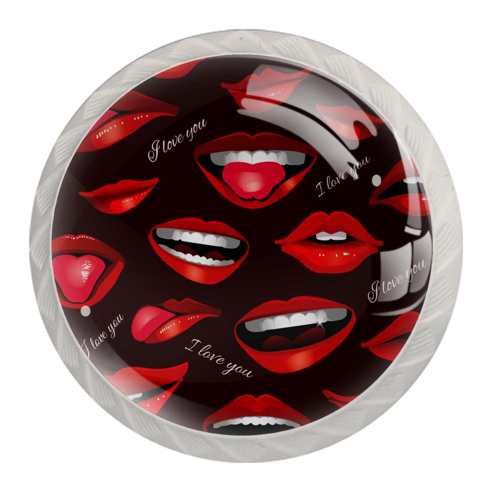 4 Pcs Sexy Red Lips Pattern Knobs for Kitchen Cabinet Cupboard Dresser ...