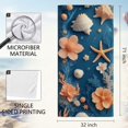 Beach towel boho a blue background with shells and flowers on it towel ...