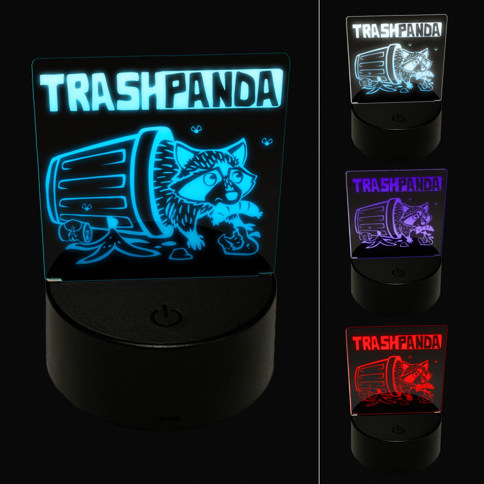 Trash Panda Raccoon LED Night Light Sign 3D Illusion Desk Nightstand ...