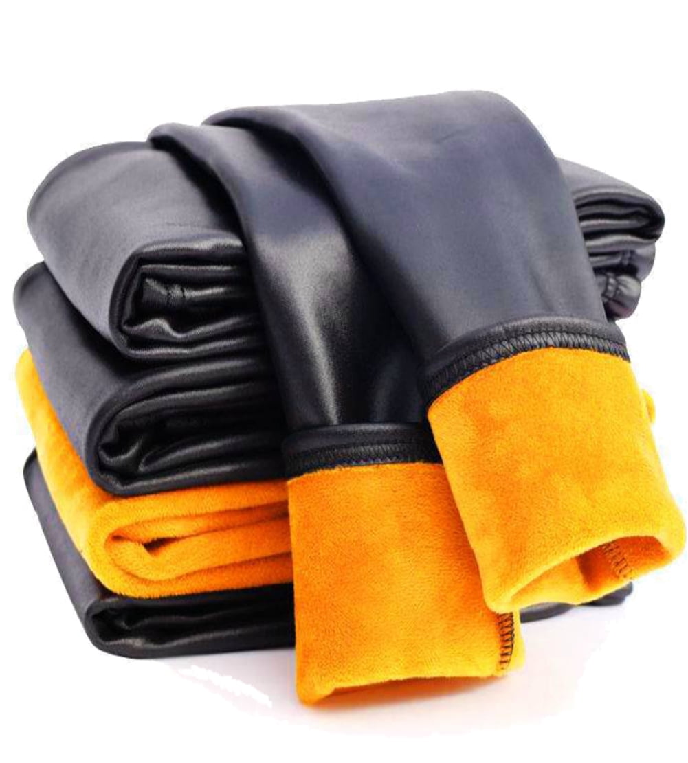 BULLPIANO Kids Footless Faux Leather Leggings Little Girls Warm Thick ...