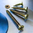 (385PCS) Flat Head Yellow zinc Wood Screws, Quick Metal self Tapping ...