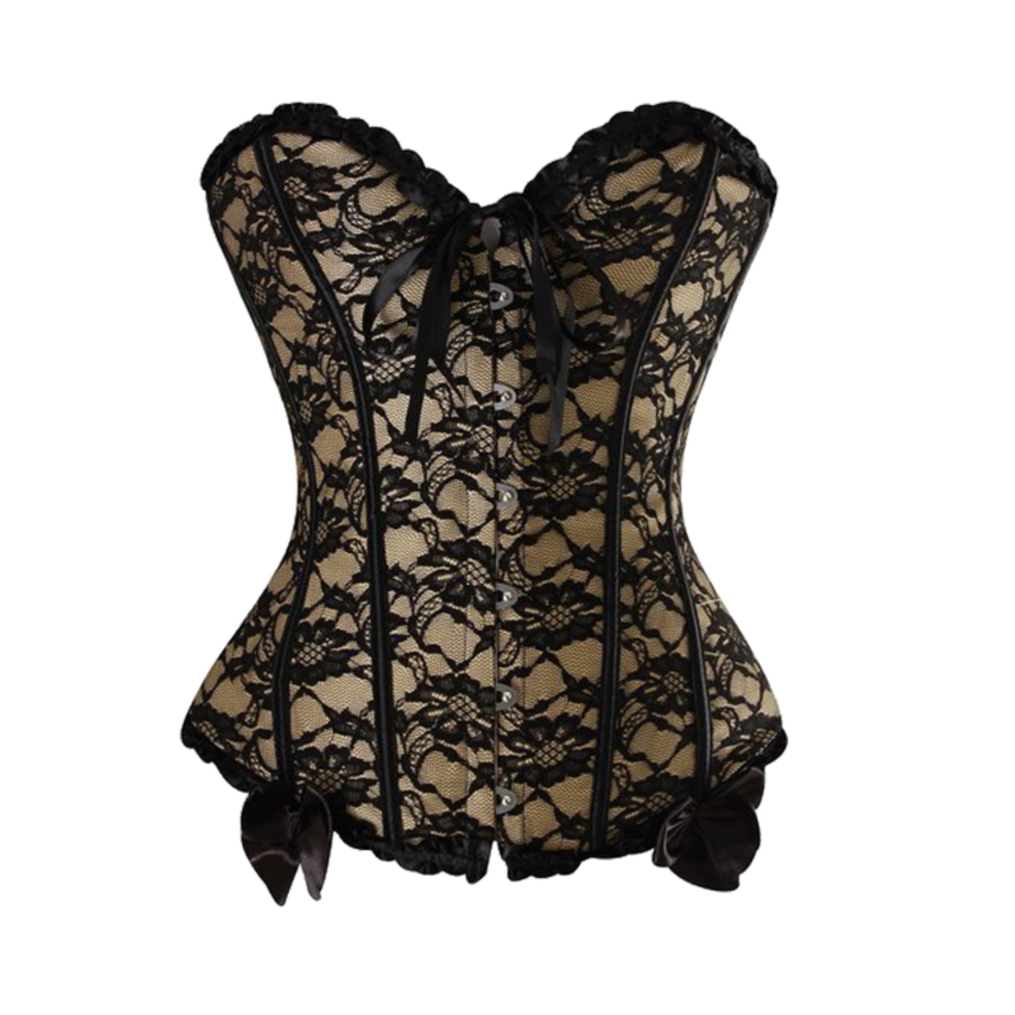 SAYFUT Queen Sexy Lace Up Overbust Corset Intimates With G-string ...