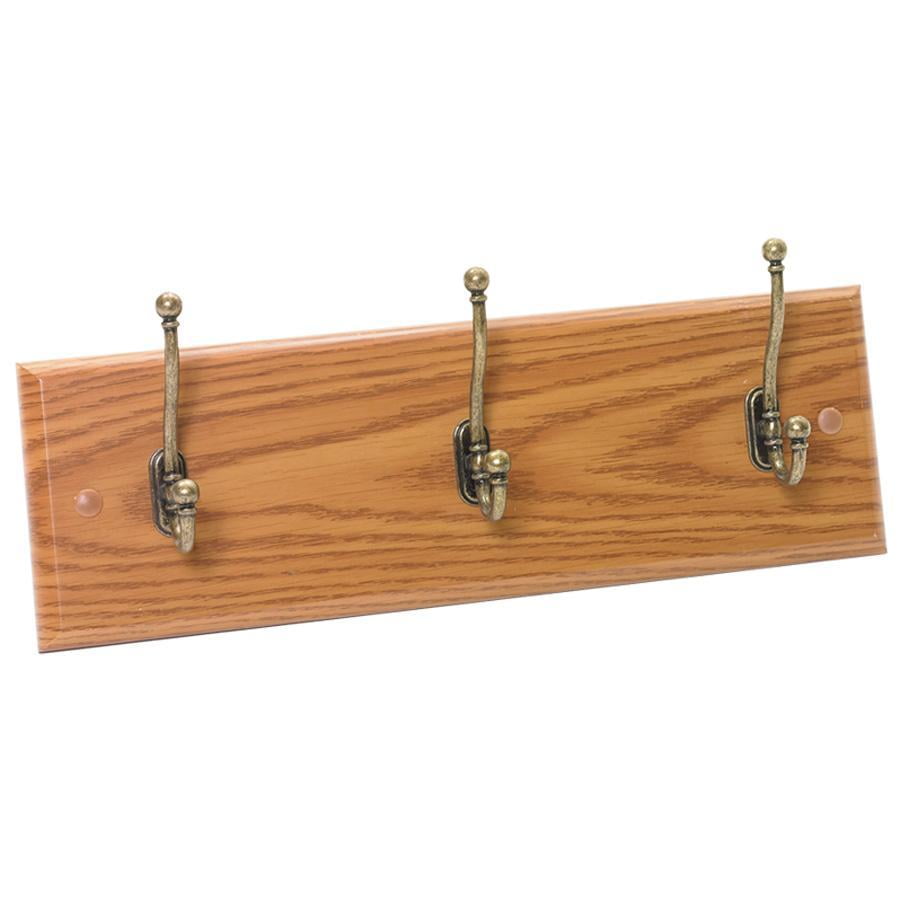 Safco, SAF4216MO, 3-Hook Wood Wall Rack, 1 Each, Oak Base,Brass Hook ...