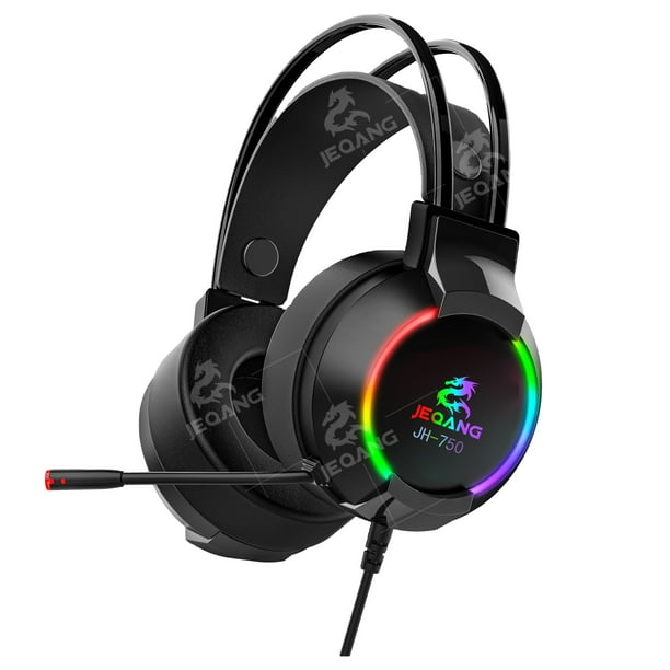 Diadema Gamer JEQANG JH-750 Negro RGB con Cancelacion de Ruido Activa | Bodega Aurrera en línea