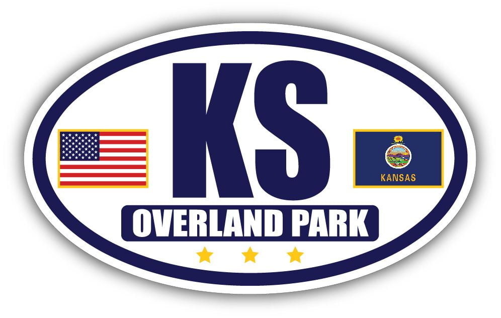 Flag of Kansas / American Flag Oval 3M Vinyl Bumper Sticker Decal ...