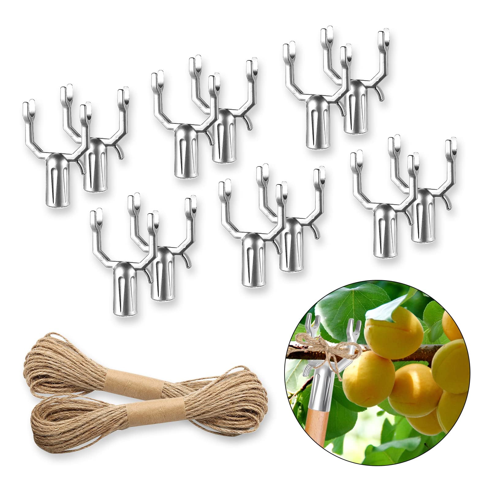 12 Pcs Metal Tree Branch Support with 2 Pcs Hemp Ropes, Tree Brace ...