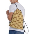 Drawstring Backpack - Brown Dachshund Dog Puppy Splash Proof Small ...