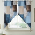 Abstract Color Stitching Swag Curtain Valance for Window 2 Panels Blue ...