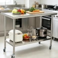 48 In x24 In Rolling Stainless Steel Work Table with Backsplash 0.7mm ...