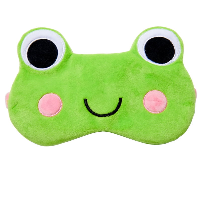 Claire's Fuzzy Sleep Eye Mask Green Frog, with pink elastic band ...